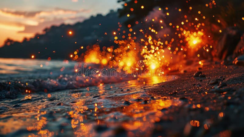 Blurred Flames Dancing on a Sandy Shore Stock Image - Image of outdoor ...
