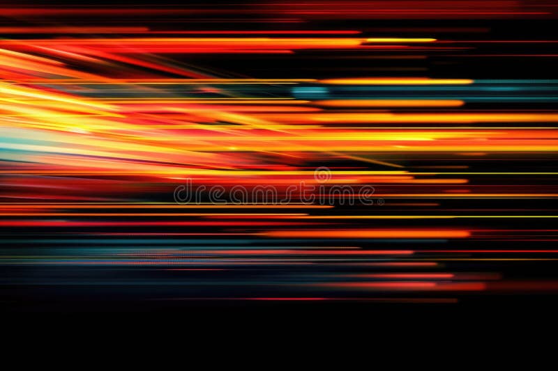 Blurry Photo of Red, Yellow, and Blue Lines on Black Background ...