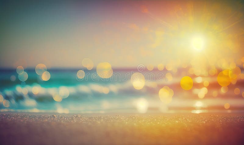 A Blurry Photo of the Sun Shining Over the Ocean Stock Image - Image of ...