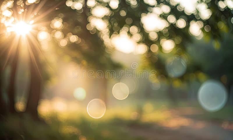 A Blurry Picture of a Tree with Sun Rays Shining through it. Stock Illustration - Illustration ...