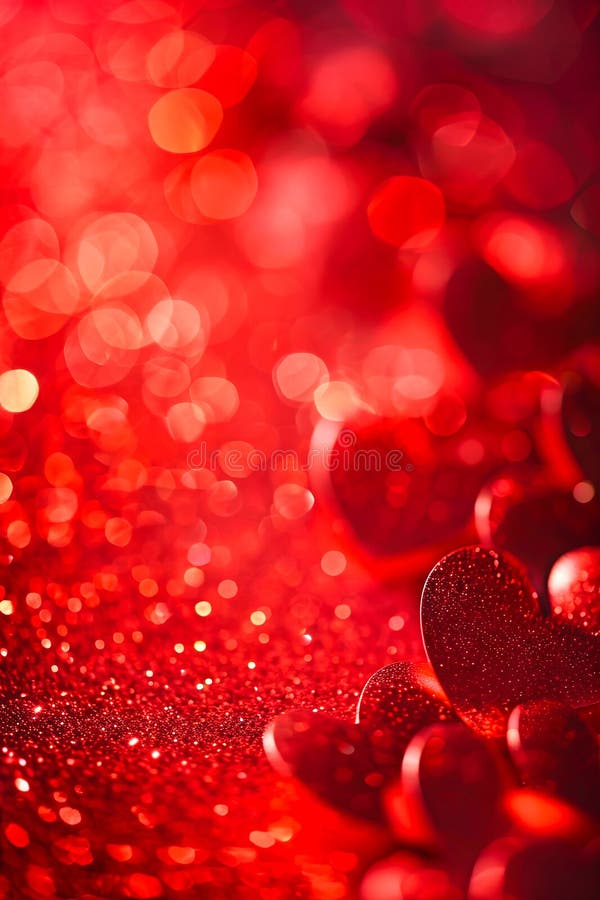 Blurry Red Background with Hearts Stock Photo - Image of beautiful ...
