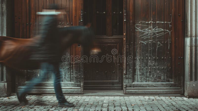 Blurry Rustic Horse Stable with Open Stall Doors and Warm Countryside ...