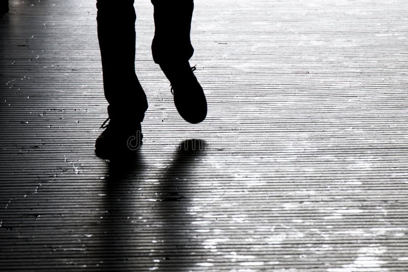Blurry Shadow Silhouette of a Man Walking in the Night, Detail Stock ...