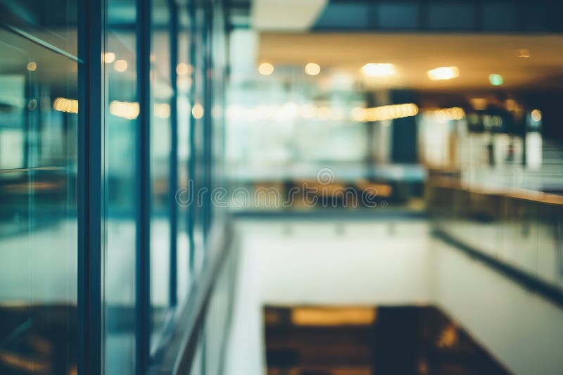 A Blurry Shot of a Large Room with a Lot of Windows, a Modern Office ...