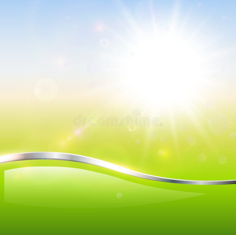 Blurry Evening Scene with Brown Field, Sun Burst Stock Vector ...