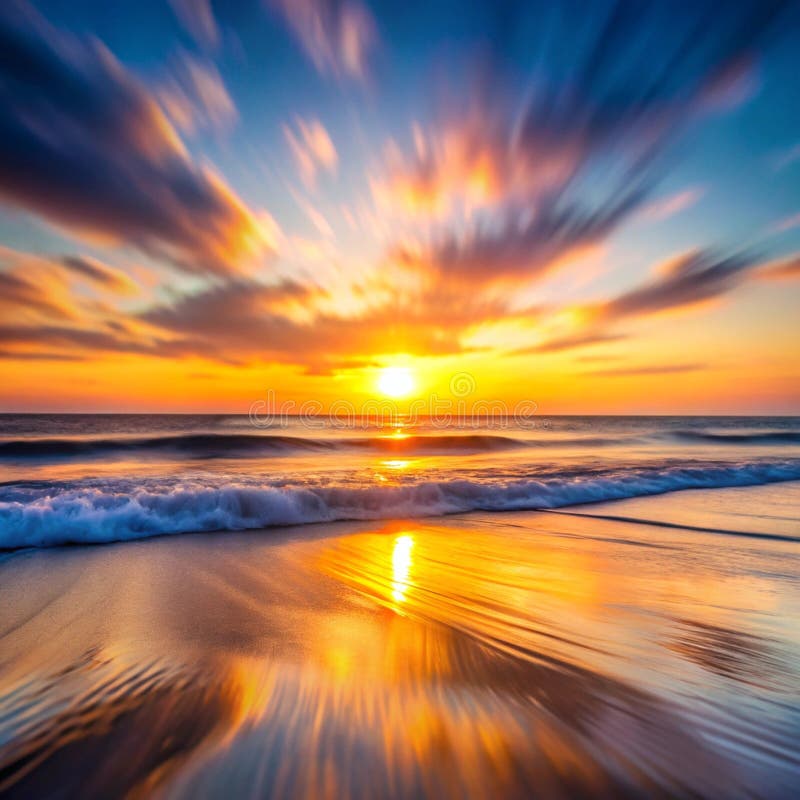 Blurry Sunset at the Beach stock illustration. Illustration of horizon ...