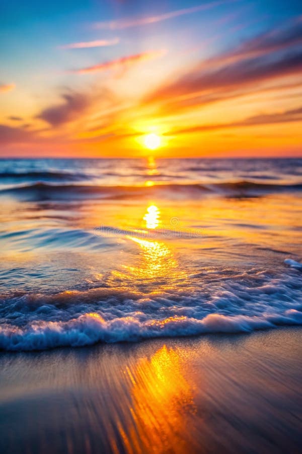 Blurry Sunset at the Beach stock illustration. Illustration of natural ...