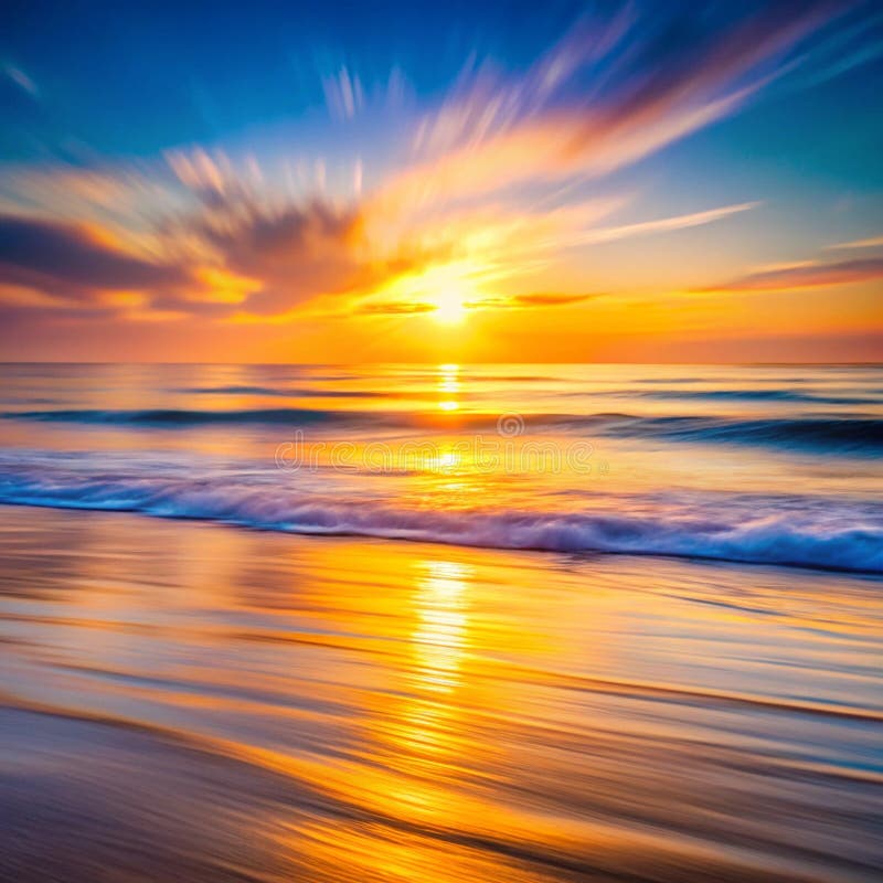 Blurry Sunset at the Beach stock illustration. Illustration of light ...