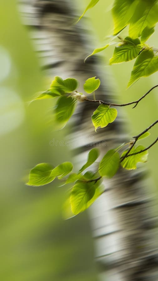 Blurry Tree with Green Leaves Stock Photo - Image of generated ...