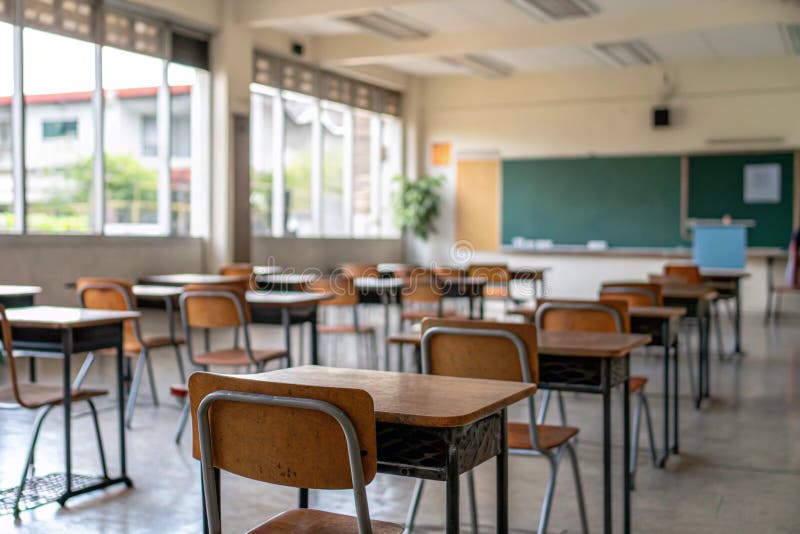 Blurry View of Empty School Classroom without Students Stock ...
