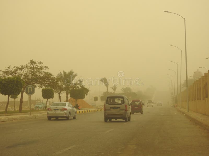 A Blurry View during a Sandstorm Hitting Egypt with the Increase of ...