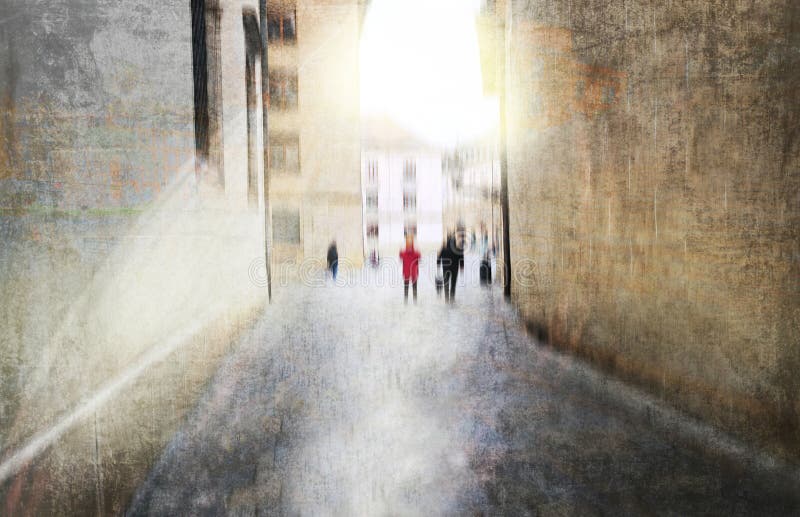 Blurry Walking People in the Old Town Stock Image - Image of lifestyle ...