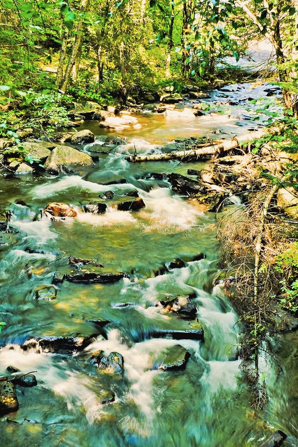 A Blurry Water Stream among Rocks Stock Image - Image of splash ...