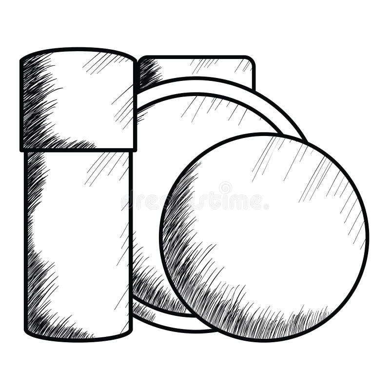 Blush and Bottle Make Up Drawing Icon Stock Vector - Illustration of ...