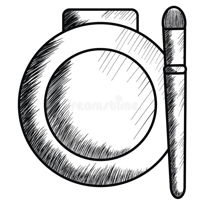 Blush and Brush Make Up Drawing Icon Stock Vector - Illustration of ...