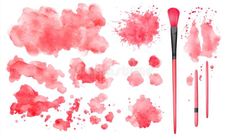 Blush-colored Watercolor Marks and Washes Create a Set of Brush Strokes ...