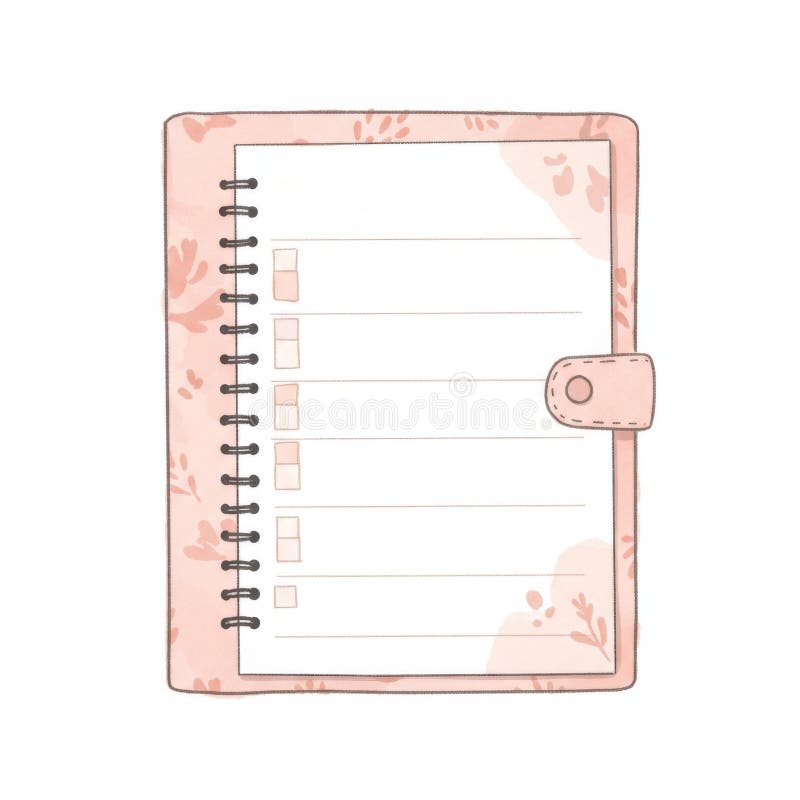 Blush Pink Floral Notebook Planner Illustration Stock Illustration ...