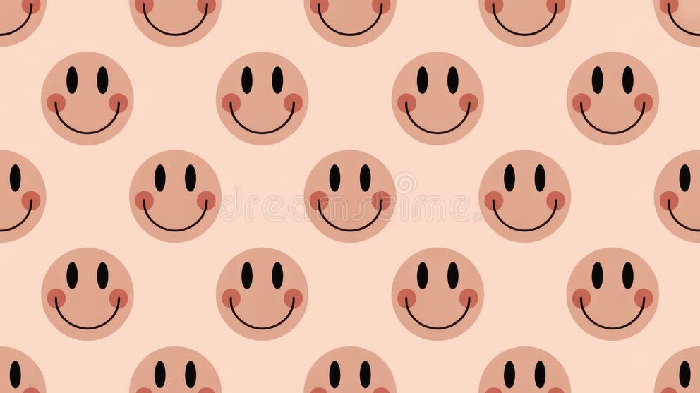 Blush Pink Smiley Face Seamless Pattern Repeating Background Texture ...