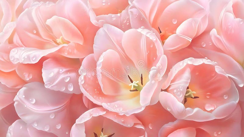 Blush Pink Tulips Petals in Full Bloom Stock Image - Image of peony ...