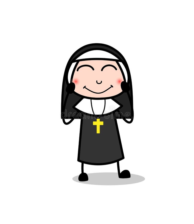 Blushing Cartoon Nun Character Face Expression Stock Illustration ...