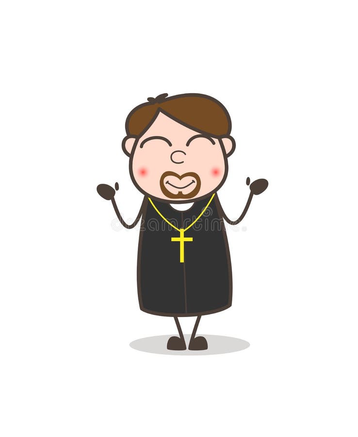 Blushing Comic Priest Face Vector Stock Illustration - Illustration of ...