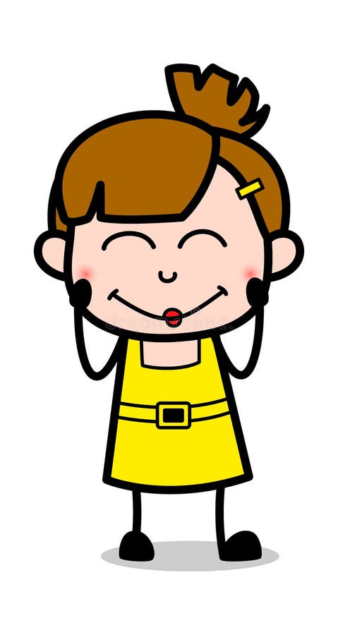 Blushing - Cute Girl Cartoon Character Vector Illustration Stock ...