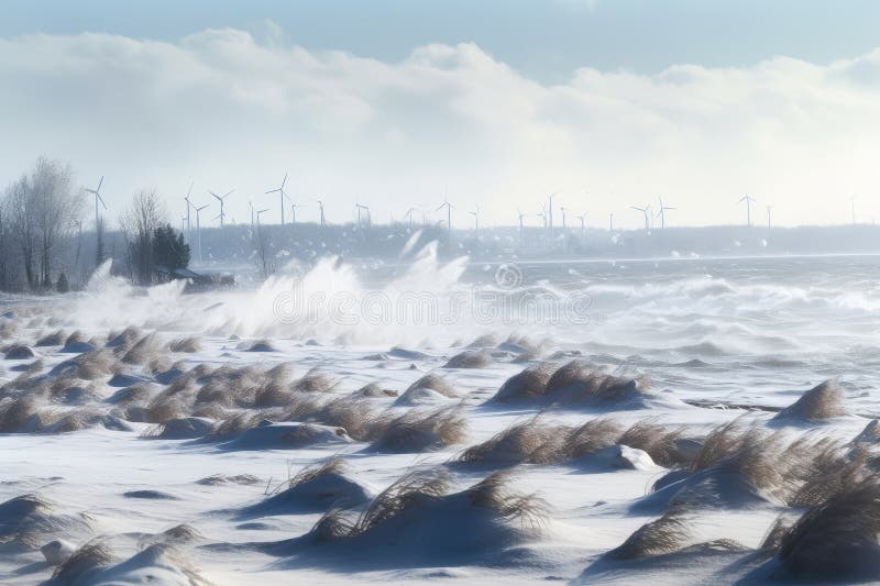 Blustery Winter Day with Snowflakes and Gusts of Wind Stock Photo ...