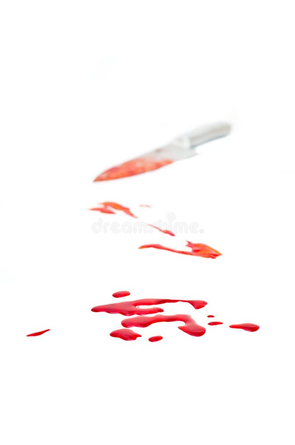 Blutiges Messer Auf Wei?em Hintergrund E Stockfoto - Bild von gefahr ...