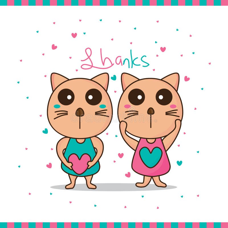 Blygt tack för katt vektor illustrationer. Illustration av ursnyggt ...