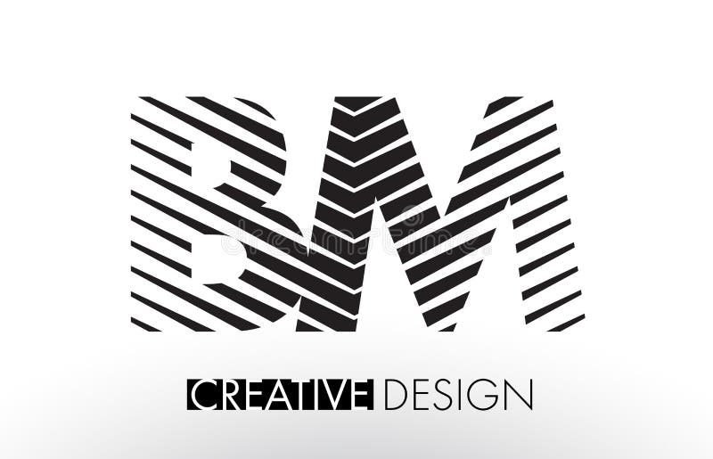 BM B M Lines Letter Design with Creative Elegant Zebra Stock Vector ...