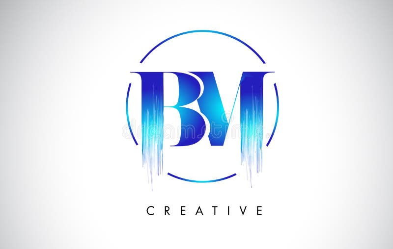 BM Brush Stroke Letter Logo Design. Blue Paint Logo Leters Icon Stock ...