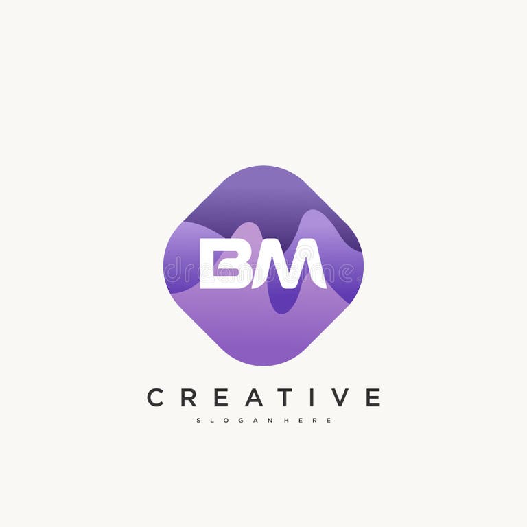 BM Initial Letter Logo Icon Design Template Elements with Wave Colorful ...