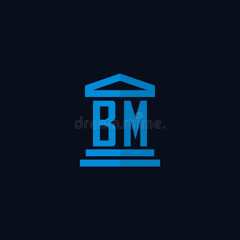 BM Initial Logo Monogram with Simple Courthouse Building Icon Design ...