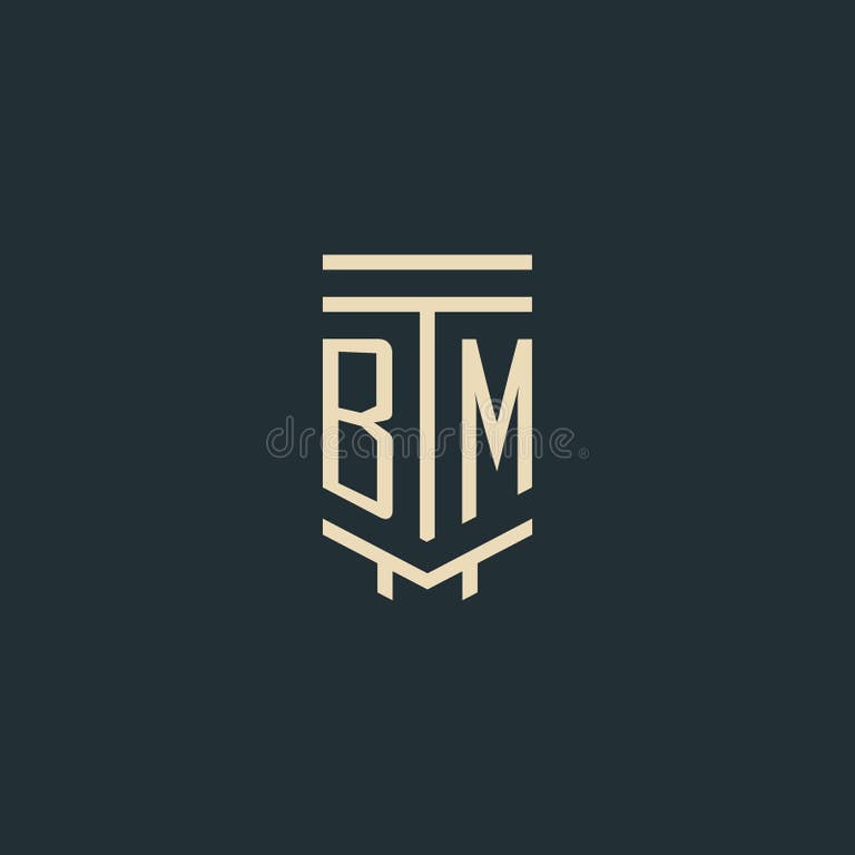 BM Initial Monogram with Simple Line Art Pillar Logo Designs Stock ...