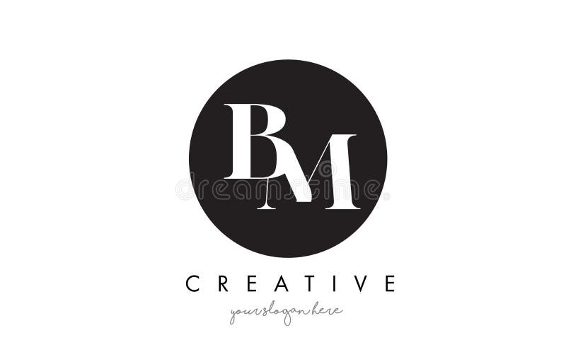 BM Letter Logo Design with Black Circle and Serif Font. Stock Vector ...