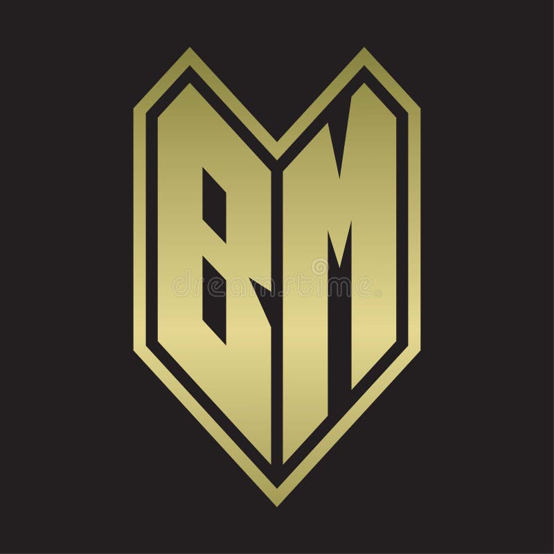 BM Logo Monogram with Emblem Line Style Isolated on Gold Colors Stock ...