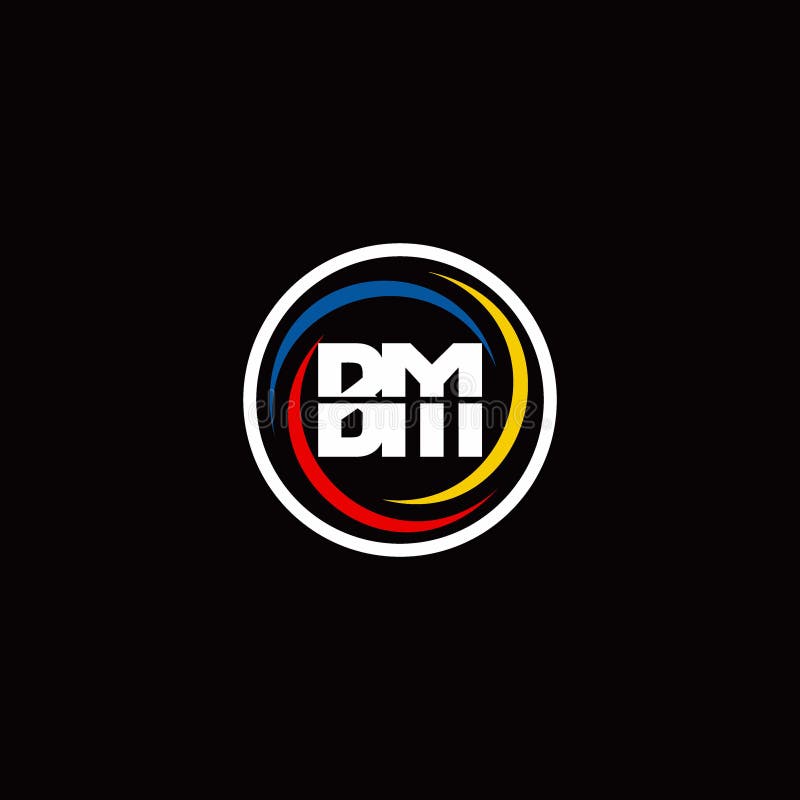 BM Monogram Logo Isolated on Circle Shape with 3 Slash Colors Rounded ...