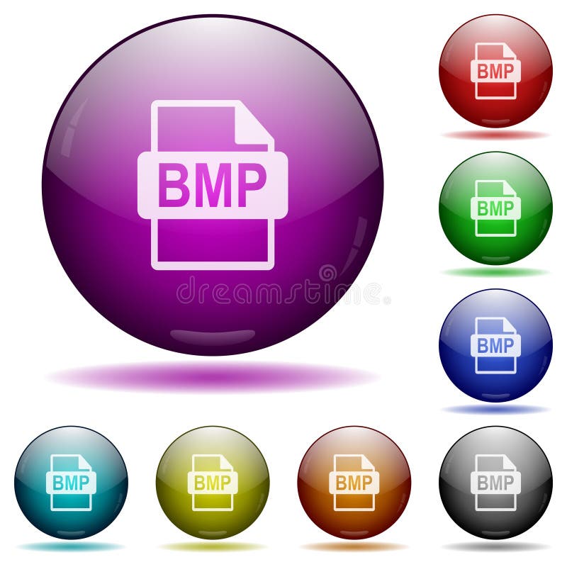 BMP File Format Icon in Glass Sphere Buttons Stock Vector ...