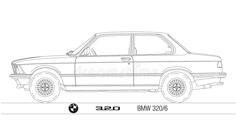 BMW 320-6 Silhouette, Vintage Classic Car, Vector Illustration ...