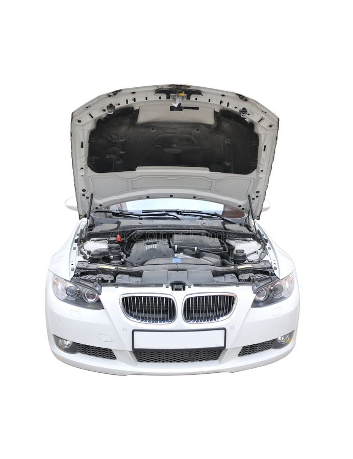 Engine of BMW 335i Car - Bonnet Open Position Stock Photo - Image of ...