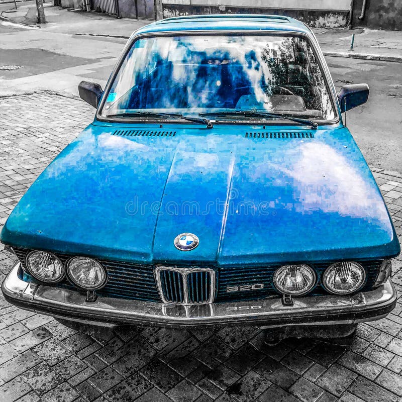BMW Car 320. an Old Car. Blue Old Car. Editorial Photo - Image of auto ...