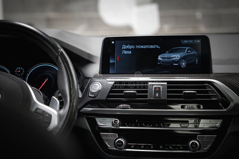Interior Dashboard of BMW with Infotainment Screen and Controls Stock ...