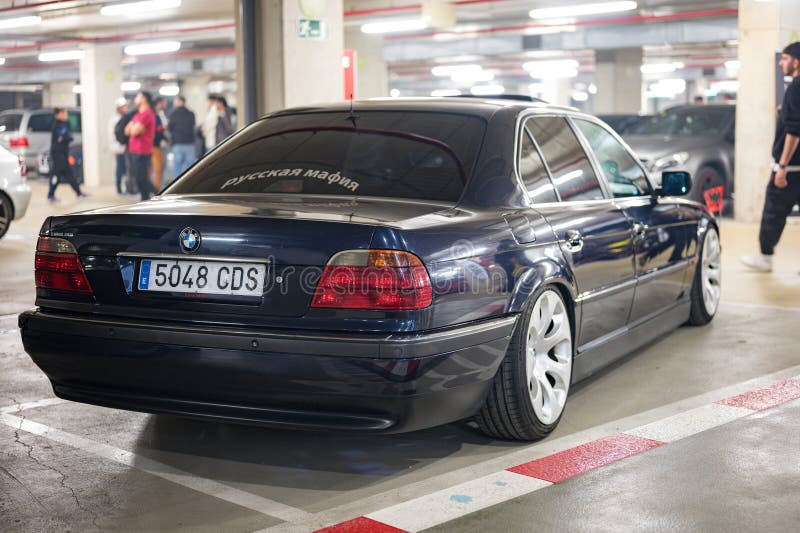 BMW E38 in Dark Color with the German Imperial Eagle Flag on the Front ...