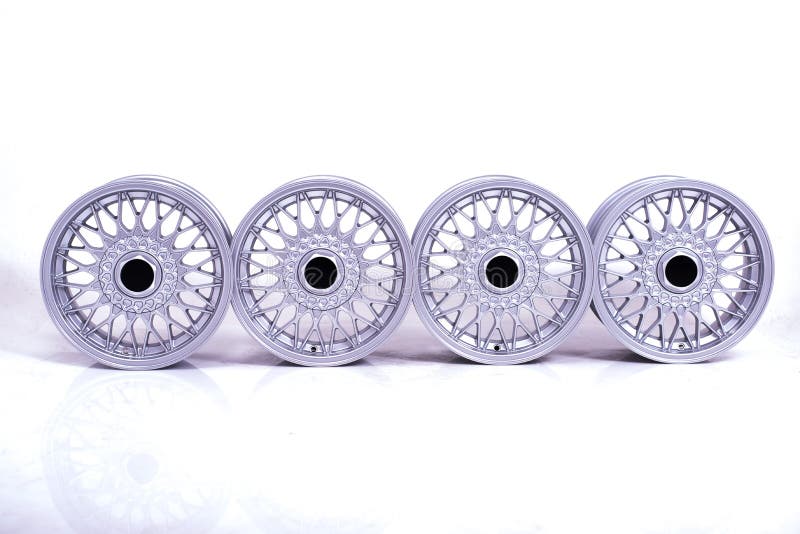 BMW E30 Style 5 15 Silver Alloy Wheel Set Stock Image - Image of disc ...