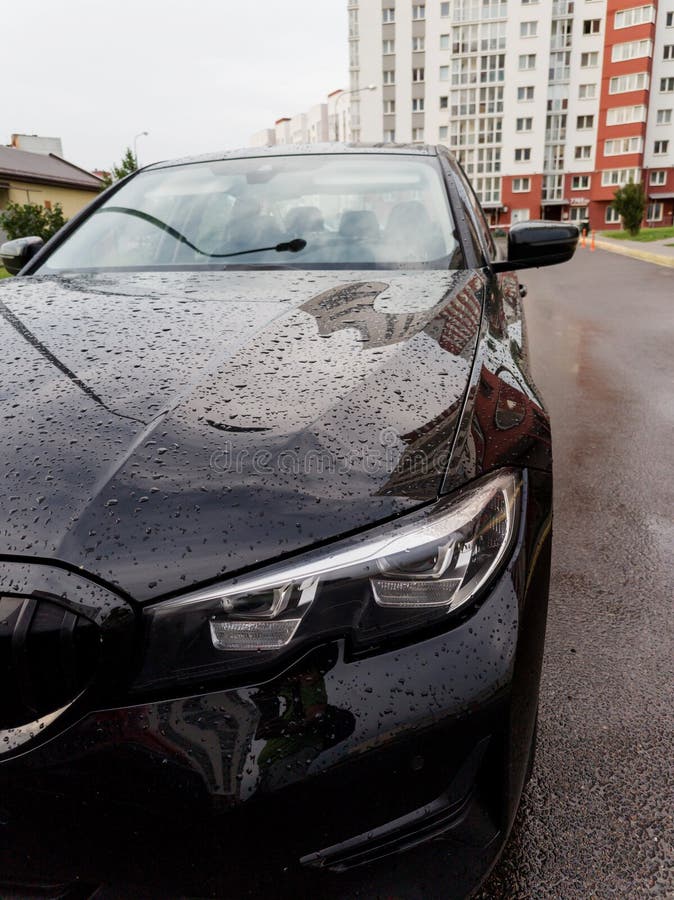BMW headlight after rain editorial image. Image of outdoor - 327783575