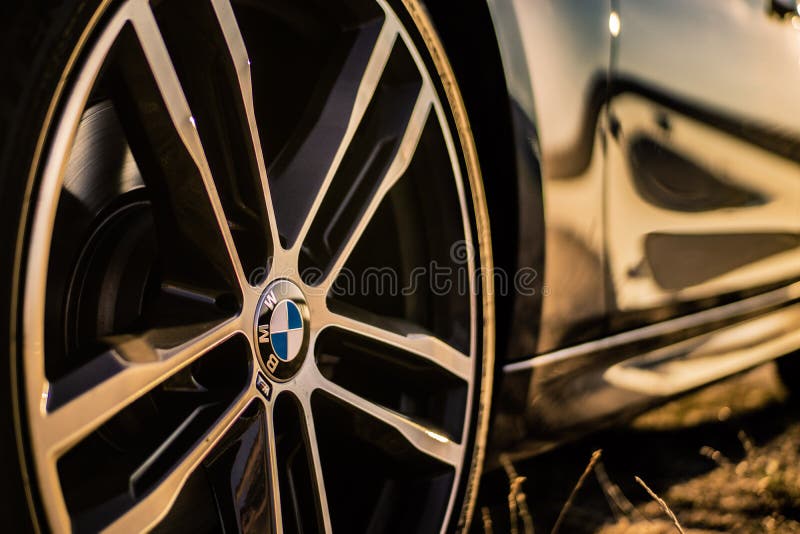 Bmw logo on the wheel editorial photography. Image of industry - 89333927