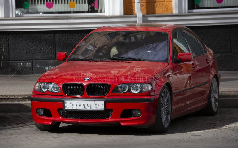 BMW red car. editorial photography. Image of street - 270945712