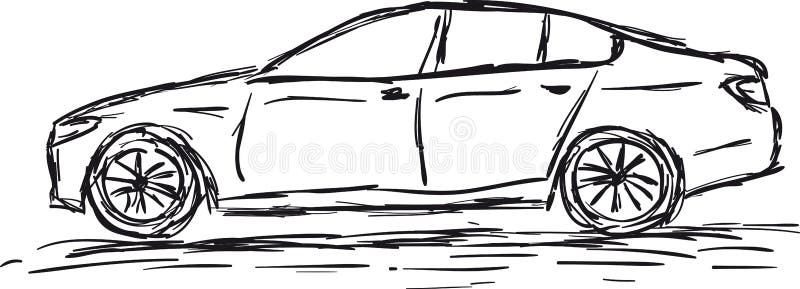 Hand Drawing of a Car - Luxury Sedan Stock Illustration - Illustration ...