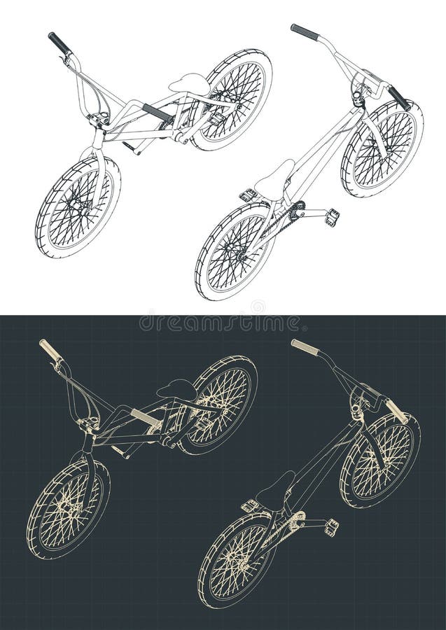 BMX Bicycle Isometric Blueprints Stock Vector - Illustration of ...