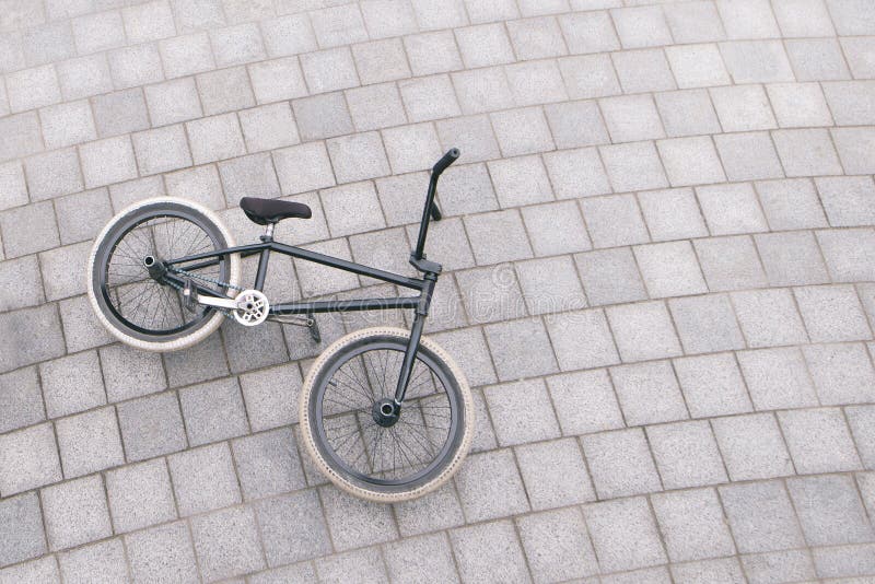 BMX Bike Lays on the Ground a Top View. Copyspace Stock Image - Image ...